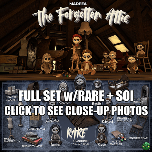 Second Life Marketplace - MADPEA - The Forgotten Attic FULL SET w/RARE+SOI